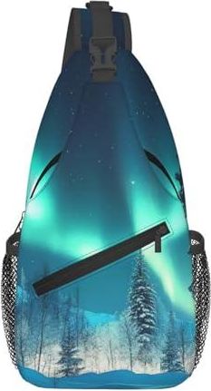 Generic Grand sac &agrave; bandouli&egrave;re Aurora Snow Forest - Sac &agrave; bandouli&egrave;re de voyage pour homme - Sac &agrave; dos de randonn&eacute;e