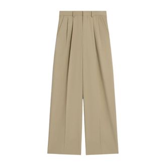 Celine Bundfaltenhose aus Baumwoll- und Wollgabardine - - Trousers - Damen - Beige - XS
