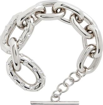 Paco Rabanne Armband - Interlaced Silver Chain Bracelet With Crystal Acce - Gr. ONE SIZE - in Mehrfarbig - f&uuml;r Damen
