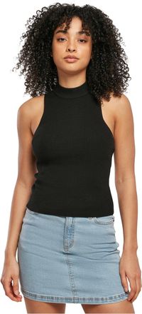 Urban Classics Damen Ladies Short Rib Knit Turtleneck Top Black, 5XL