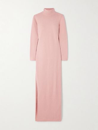 Siedres Maxikleid Aus Stretch-strick Mit Stehkragen Und Stickerei - Pink