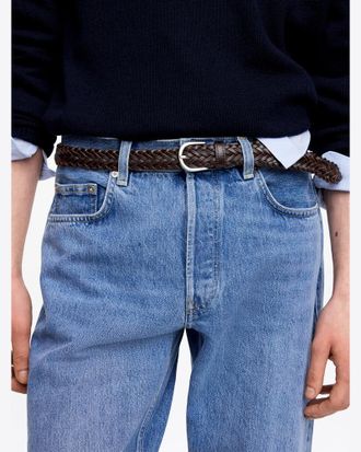 Arket Flechtg&uuml;rtel Aus Leder -Braun