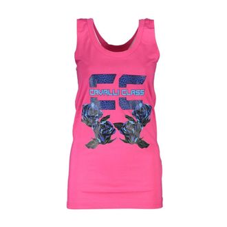 Cavalli Pink Baumwoll Tank Top mit auff&auml;lligem Print - - Tops - Damen - Rosa - S