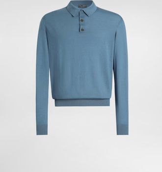 Dolce & Gabbana Cashmere Polo Shirt - Mann Strickwaren Azure 52
