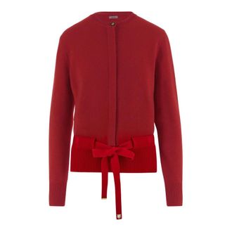Ferragamo Kaschmir-Strickjacke mit Logo - - Knitwear - Damen - Rot - M