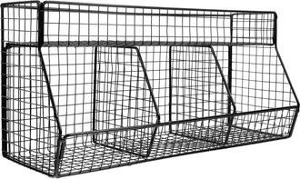 NUOBESTY Wandmontierter Metall-Drahtkorb K&uuml;chenspeicher 3 F&auml;cher Gem&uuml;seaufbewahrung Organizer f&uuml;r Zwiebeln Ingwer Knoblauch platzsparend und stilvoll K&uuml;chen Wa