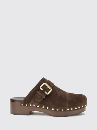 Chlo&eacute; Mules Jeannette en cuir su&eacute;d&eacute; clout&eacute; avec bride