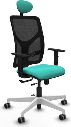 Piqueras y Crespo Call Center Stuhl mit 1D-Armlehnen, h&ouml;henverstellbarer Lendenwirbelst&uuml;tze und festem Kopfteil, ausgestattet mit Syncro/Traslack und Schneideschaum, Sc