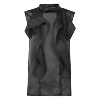 sacai Satin Chiffon Pullover Top - - Tops - Damen - Schwarzk - L