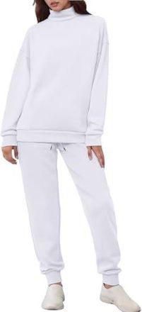 Generic Ensemble de surv&ecirc;tement pour femme musulmane - Couleur unie - Col rond - Boucle en bois - Manches longues - Pantalon large - Costume de jogging pour f