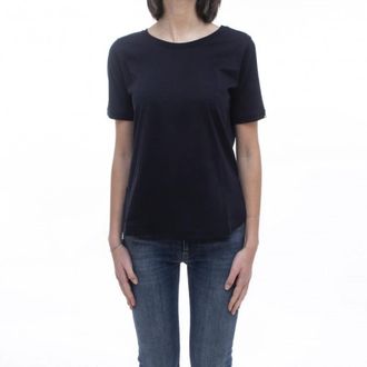 Herno Marineblaues Rundhals-T-Shirt - - Tops - Damen - Blau - L