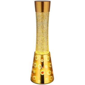 Globo Lighting LED Lavalampe Tischleuchte Glitzer goldfarben 3D Effekt Glitzerlampe Dekoleuchte Glitterleuchte, Alu, 4W 26Lm warmweiß, DxH 12,5x40,6 cm