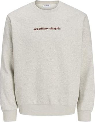 Jack & Jones Crew Neck Jjrody Sweat &agrave; col Rond, Blanc-Gris, M Homme