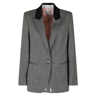 Forte_Forte Femme, Vestes, Noir, Taille: 38 FR Blazer Chevron &agrave; Col Velours