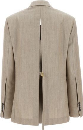 Ami Double-Breasted Wool Blazer - Beige