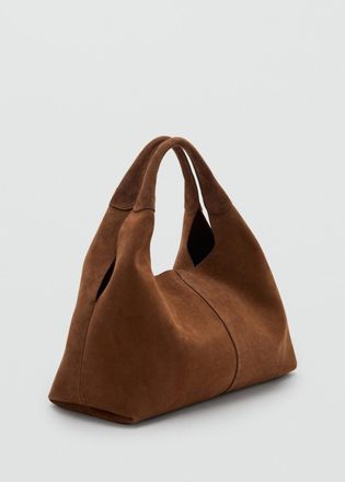 Mango Sac port&eacute; &eacute;paule en daim surpiq&ucirc;re marron - Femme - Taille unique - MANGO