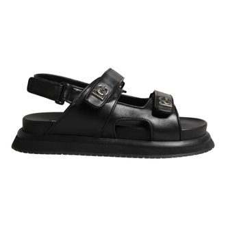 Dolce & Gabbana DG Logo Leder-Sandalen - - Shoes - Herren - Schwarzk - 43 EU