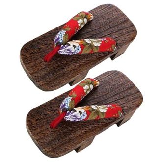 BESTONZON Sabots Japonerie en Bois pour Femmes Pantoufles dÉté Antidérapantes à Deux Dents Sandales dIntérieur Confortables Taille 38-40 Sabots Traditionnels Lé