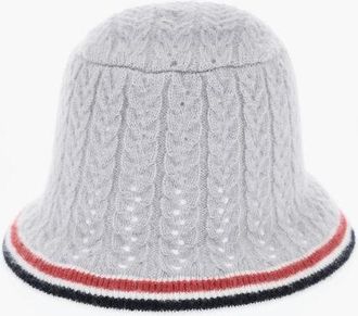 Thom Browne Cable Knit Cloche Hat with Contrasting Edge Gr&ouml;&szlig;e S