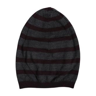Dolce & Gabbana Homme, Accessoires, Gris, Taille: ONE Size Bonnet en Laine à Rayures Grises