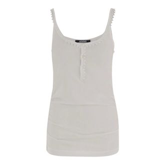 Jacquemus Femme, Tops, Blanc, Taille: 40 FR Top en coton avec demi-boutonnage