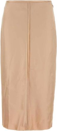 Ami Femme, Jupes, Beige, Taille: 38 FR Jupe Midi D&eacute;tails Bords Francs