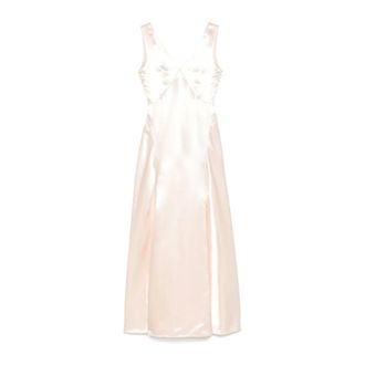 Philosophy di Lorenzo Serafini Femme, Robes, Rose, Taille: 34 FR Longue robe maxi satin&eacute;e &agrave; col en V