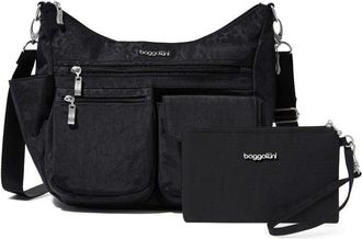 Baggallini Damen Umh&auml;ngetasche, 27,9 X 22,9 X 11,4 cm, RFID-hobo-Tasche Modern Everywhere Bag, Schwarze Geparden-Pr&auml;gung