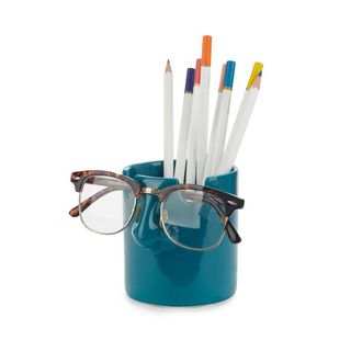Balvi Stifte- & Brillenhalter Nosy Buddy Blau Farbe 2-in-1-Organizer, handbemalt Keramik