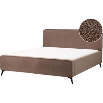Beliani Bett mit Lattenrost Boucl&eacute; VALOGNES 180 x 200 cm Braun