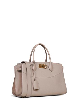Ferragamo Womens Calf Leather Handbag Studio Mud Handbags Hand Bags