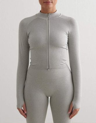Aim'n Veste sculptante sans coutures &agrave; fermeture &eacute;clair - Gris chin&eacute;