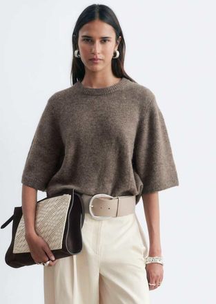 & Other Stories t-shirt en m&eacute;lange de laine dalpaga marron clair