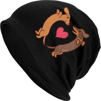 Generic Homme Femme Hiver Chapeaux Adorable Teckel Bonnets De Ski Chaud Bonnet dhiver Classique Bonnet &Agrave; Revers pour Ski Course Hiver