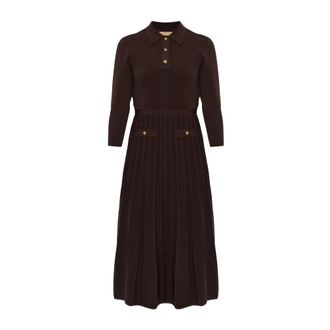Michael Kors Langes Kleid mit Kragen - - Dresses - Damen - Braun - L