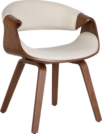 Clp Esszimmerstuhl Foley I Mit Armlehne Und Holzgestell I Küchenstuhl Und Wohnzimmerstuhl, Farbe:Creme, Material:Stoff