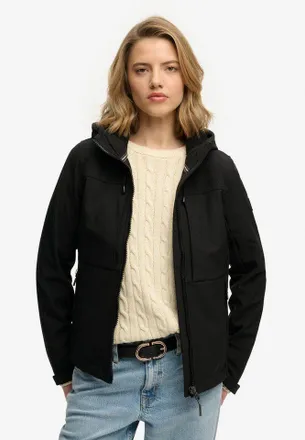 Superdry Outdoorjacke HOODED CLASSIC TREKKER JACKET mit Materialmix aus Polyester und Elasthan, Slim Fit