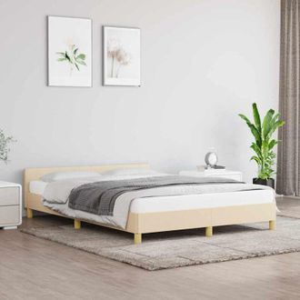 vidaXL Cadre de lit sans matelas cr&egrave;me 140x190 cm tissu vidaXL