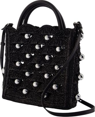 Paco Rabanne Womens Crossbody - Rabanne Raffia Black Bags Crossbodies