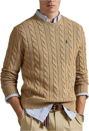 Polo Ralph Lauren Homme, Pulls, Brun, Taille: XL Pull en coton &agrave; maille torsad&eacute;e