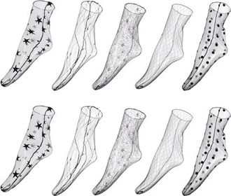 Valiclud 5paires Chaussettes Tulle Pour Femmes Décorées Et Souples Cheville Transparentes Lot