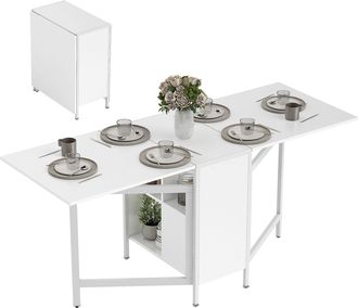 HOMCOM Klappbarer Esstisch, K&uuml;chentisch, zusammenklappbar, mit Klappfl&uuml;geln, 4 F&auml;chern, 3 Formen, bis zu 4 Personen, f&uuml;r Wohnzimmer, kleiner Raum, 169 x 60 x
