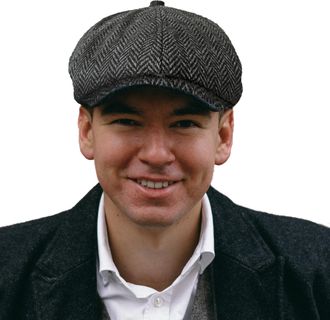 TOSKATOK Unisex Herren, Damen 8-Panel mit Fischgr&auml;tmuster Wollmischung Baker Boy Schirmmutzen