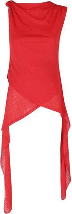 Ganni Femme, Tops, Rouge, Taille: 36 FR Robe Longue Drap&eacute; en Maille Marl D&eacute;tails