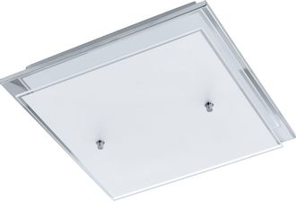 Eglo LED Deckenlampe Frades, Deckenleuchte, Edelstahl, Alu in chrom, Glas satiniert in weiss, klar warmwei&szlig;