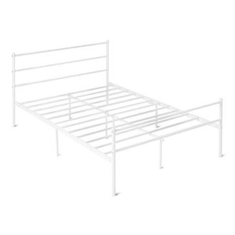 Amazon Basics Cadre de Lit avec T&ecirc;te de Lit, Antid&eacute;rapant avec Lattes en Acier, M&eacute;tal Non Pliable, 140 x 200cm, Double, Blanc