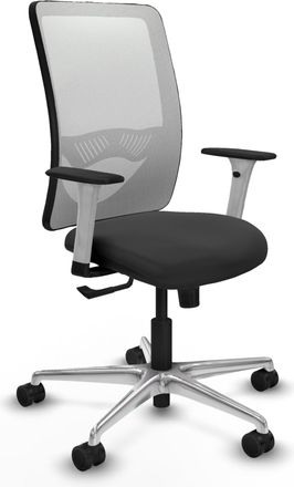 Piqueras y Crespo B&uuml;rostuhl Zulema in Grau und Wei&szlig;, mit schwarzen und wei&szlig;en Armlehnen, h&ouml;henverstellbare Lendenwirbelst&uuml;tze, ausgestattet mit 3 Positionen und Schneid