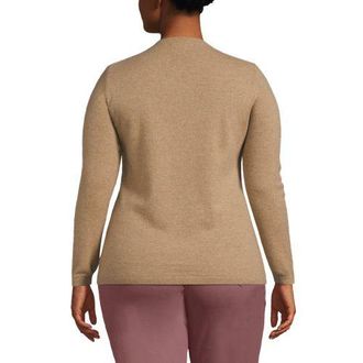 Lands End Kaschmir-Cardigan mit rundem Ausschnitt, Damen, Gr&ouml;&szlig;e:56-58 plus, Braun, Kaschmir, by Lands End