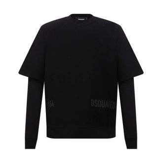 Dsquared2 Cool Fit Double Layer Logo Sweatshirt - - Tops - Herren - Schwarzk - L