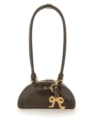 Self Portrait Womens Mini Shoulder Bag Brown Cow Leather
